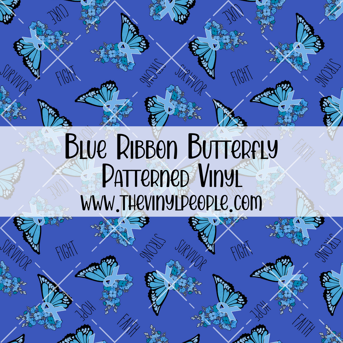 Blue Ribbon Butterfly Patterned Vinyl – TheVinylPeople