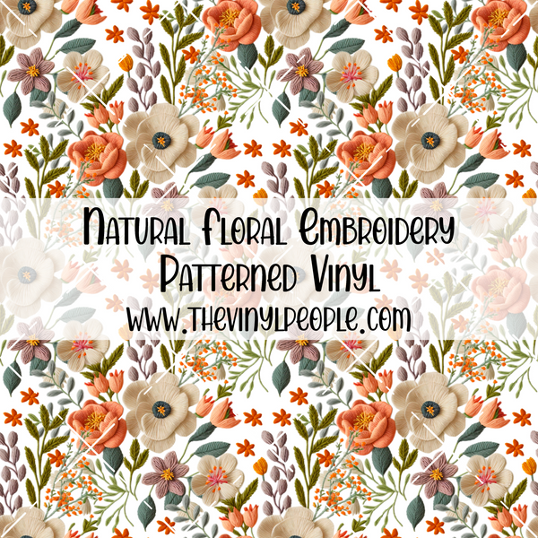 Natural Floral Embroidery Patterned Vinyl – TheVinylPeople