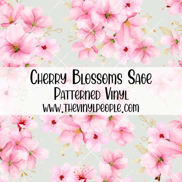 Cherry Blossoms Sage Patterned Vinyl – TheVinylPeople